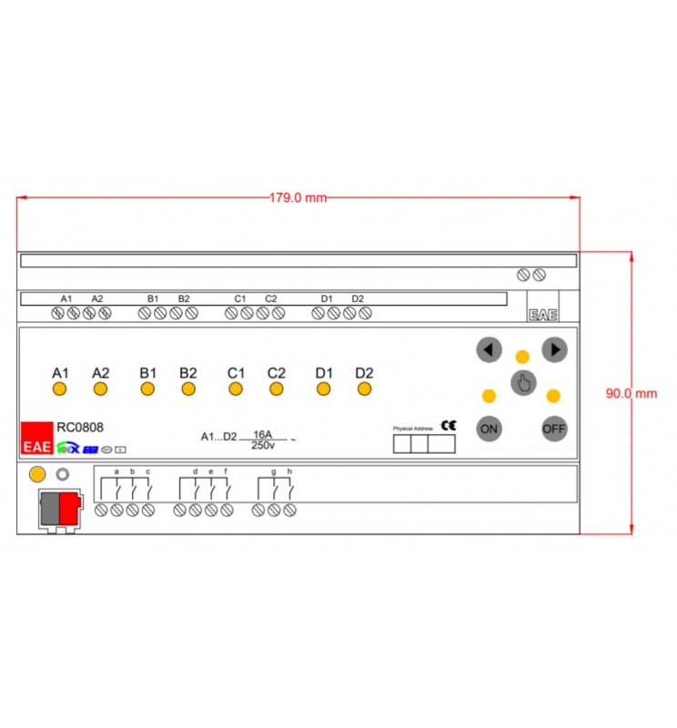 EAE KNX Room Controller Unit 8 Uscite + 8 Ingressi RCU0808